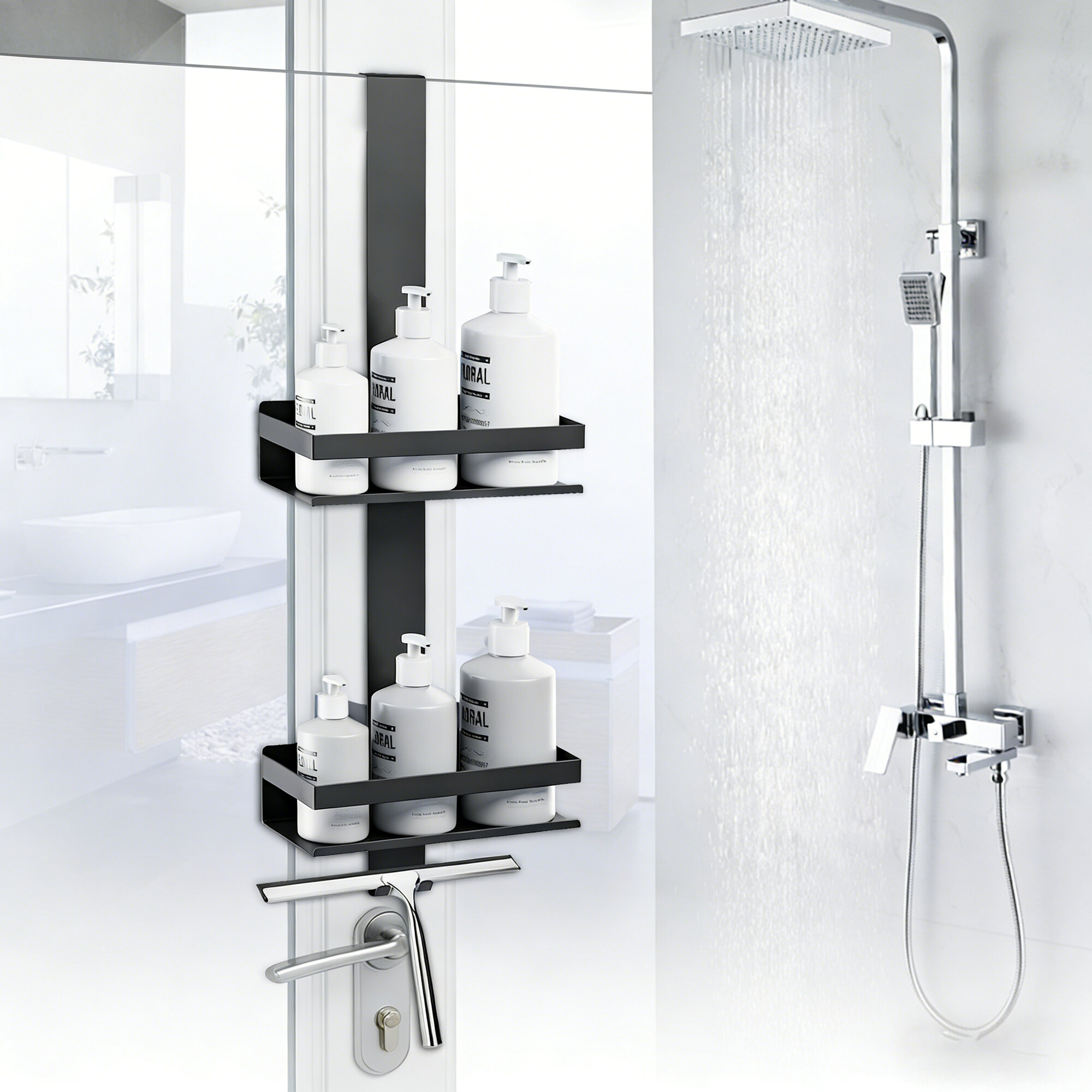 Полка для ванной 2 уровней, нержавеющая сталь, 68х23х10 см, без сверления