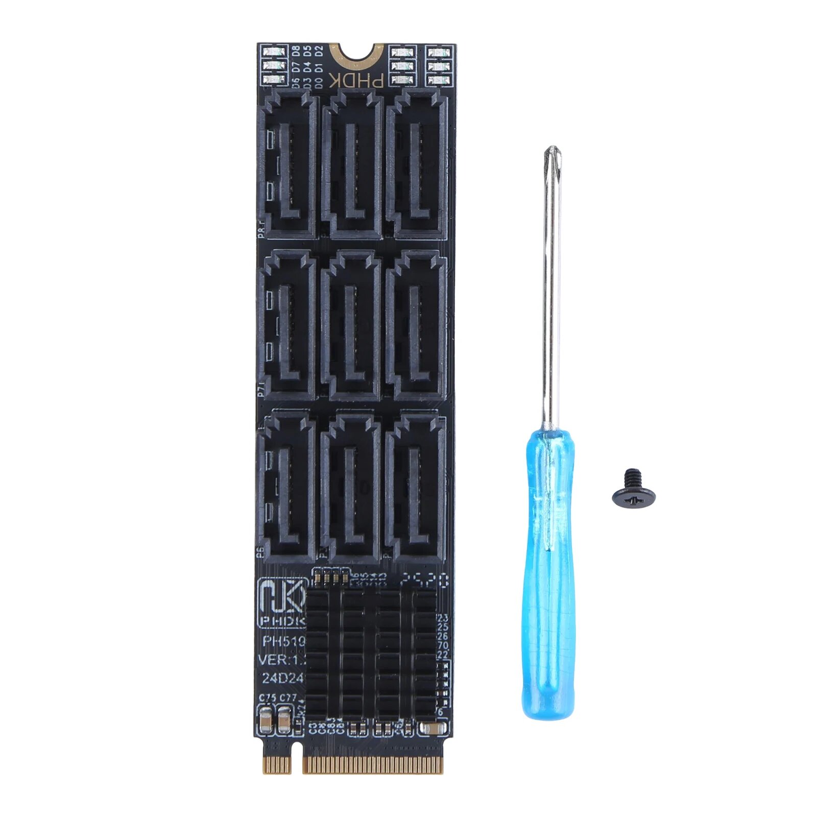 PCIe 3.0 X2 M.2 NVMe M-Key на 9 портов SATA 3.0 адаптер