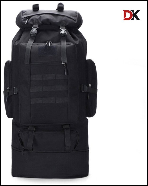 Черный тактический рюкзак 100 L премиум для походаПрочный и удобныйМужской рюкзак