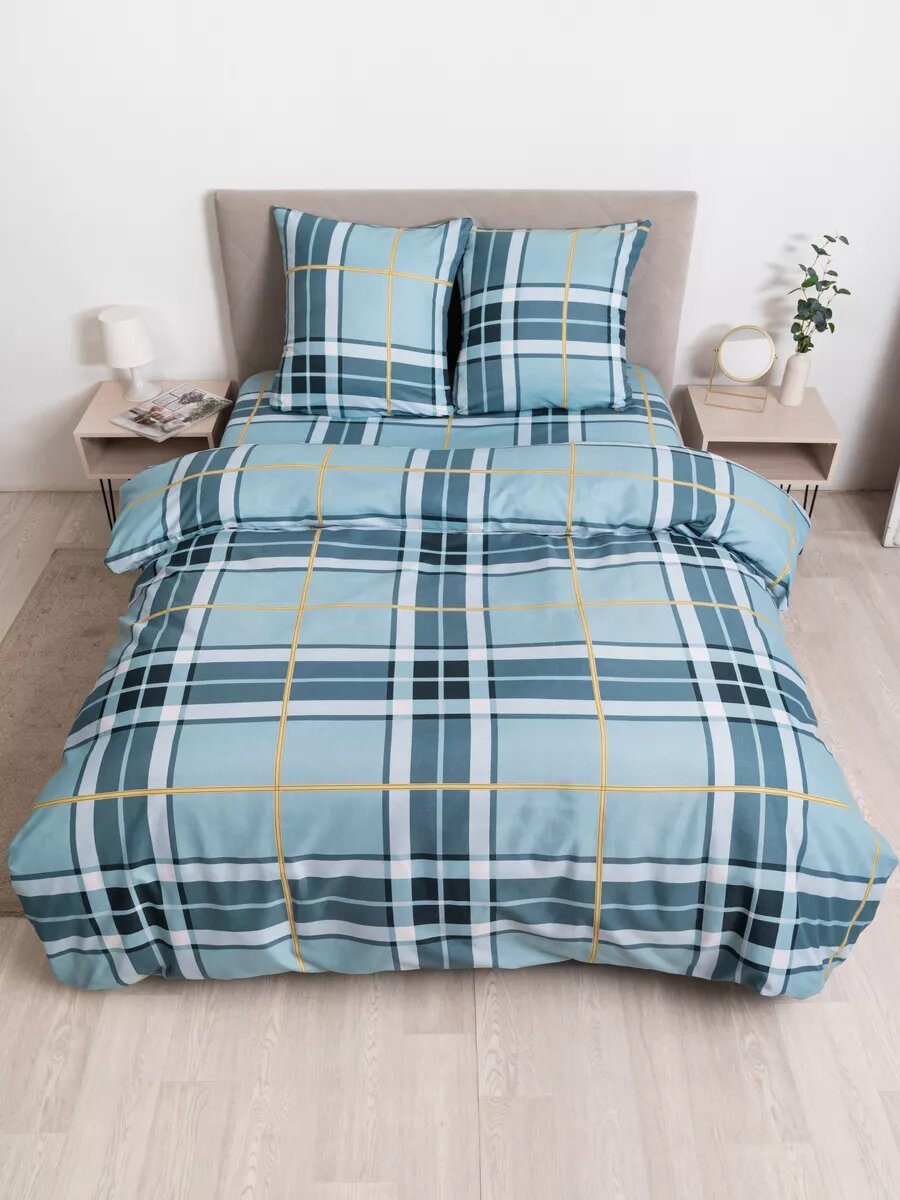 Постельное бельё Kamtex, полисатин, 1,5 спальное, комплект с пододеяльником, наволочками и простыней