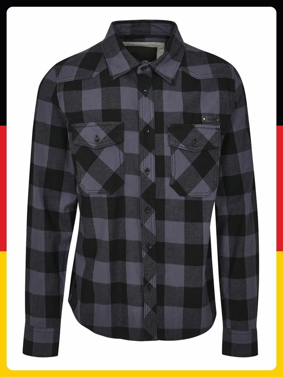 Рубашка Brandit CHECK, черный; серый, 5XL