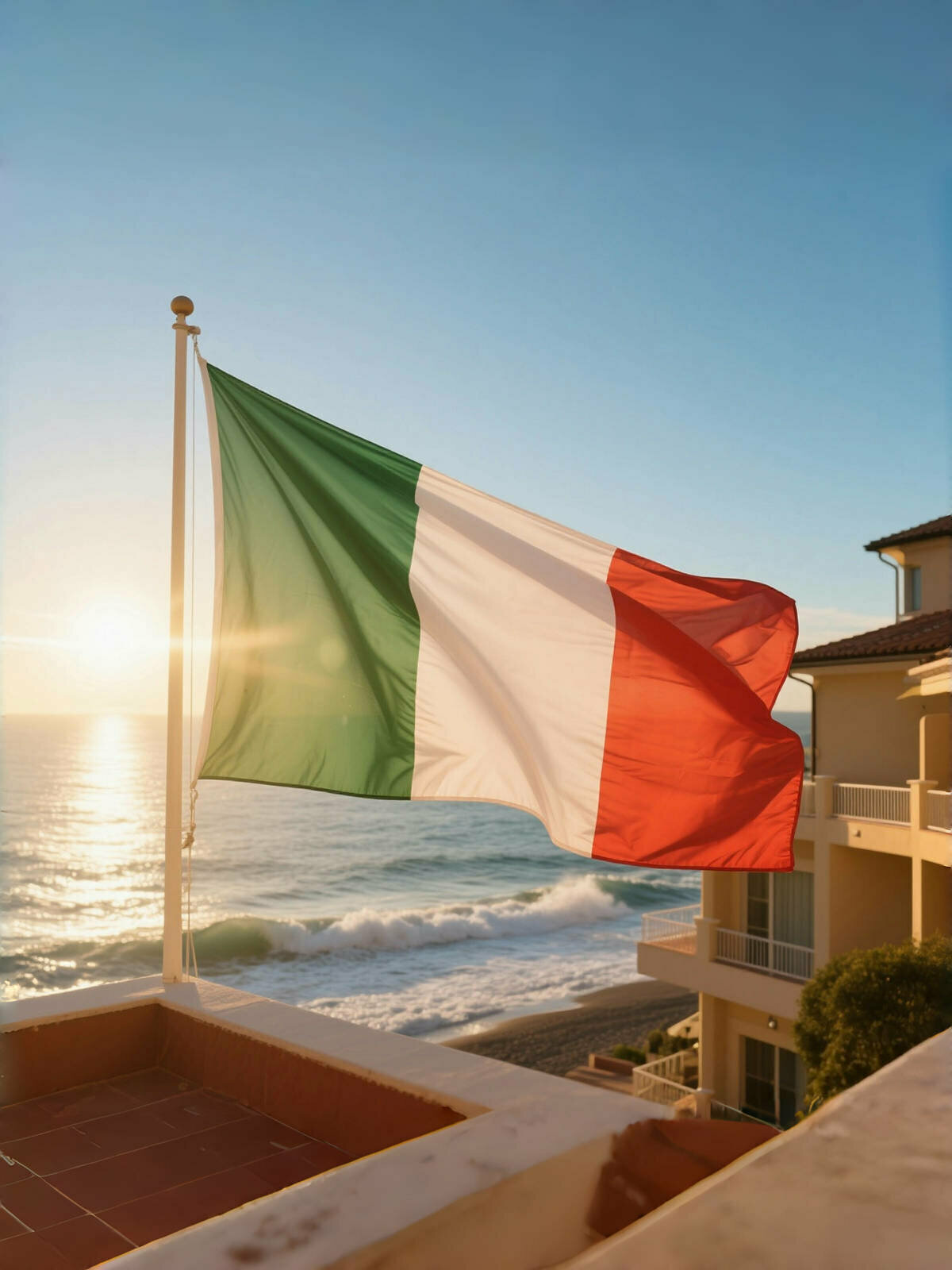Итальянский флаг, устойчивый к деформации, подходит для внутренней отделки.