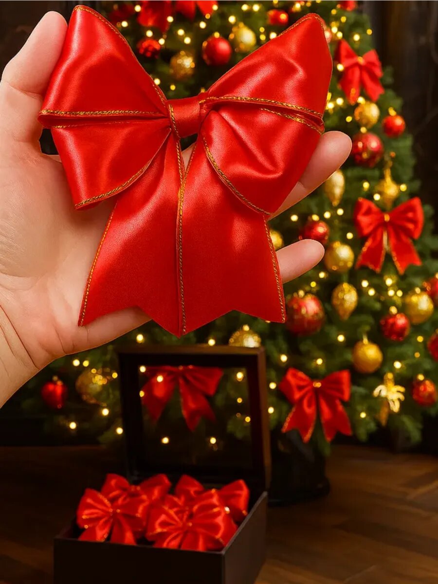 Набор бантиков ёлочных игрушек новогодние