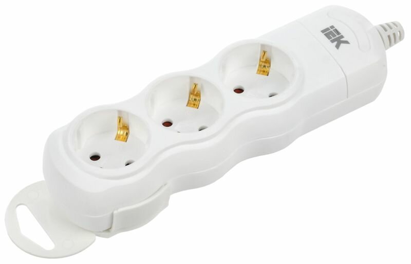 Колодка удлинителя IEK с заземлением, 3 места, РПр03