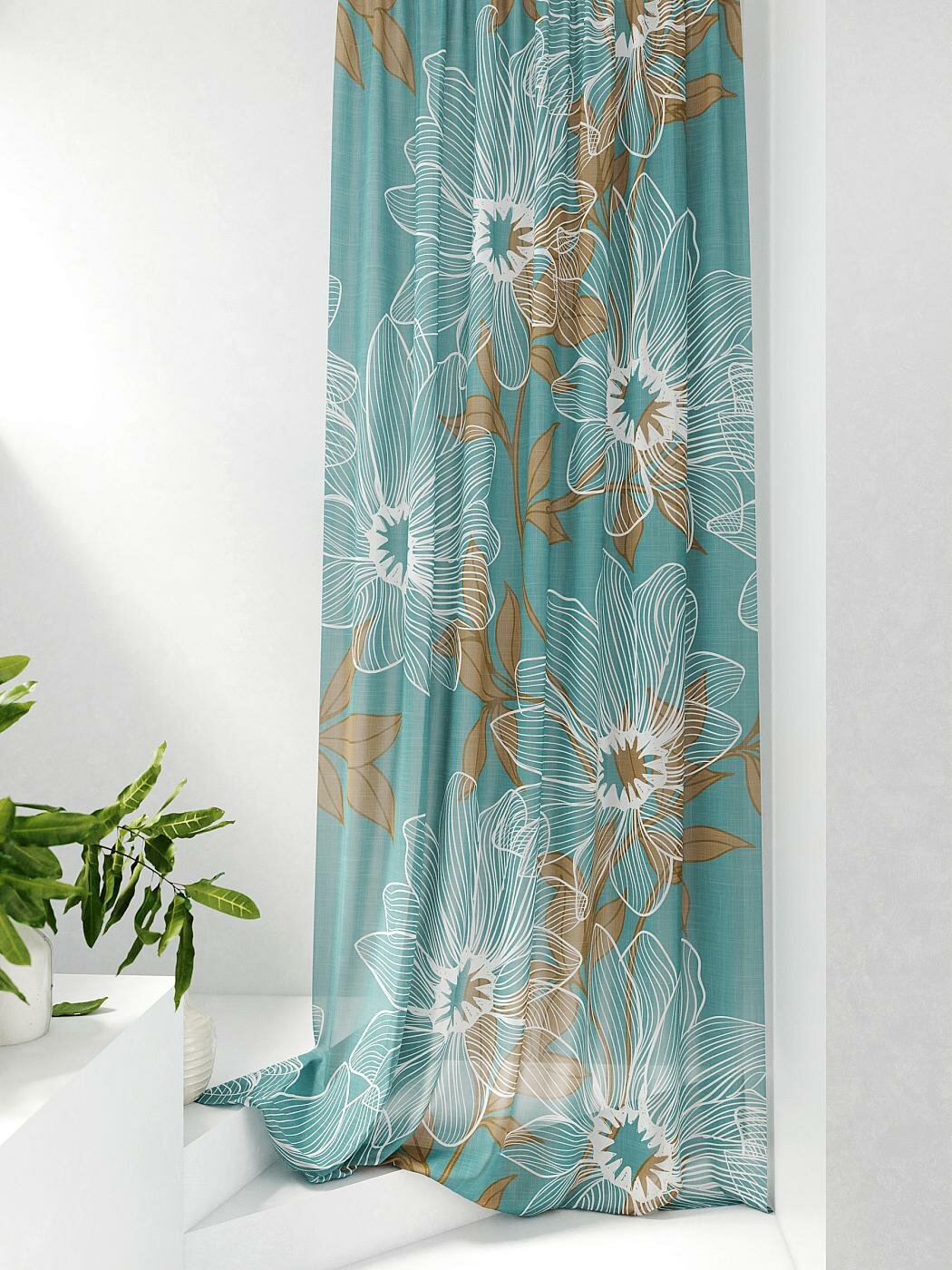 Штора для спальни и гостиной готовая 150x260 см с рисунком (589190-260)