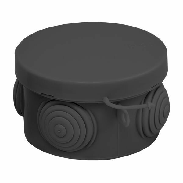 Распаячная коробка EKF с крышкой, 65х40 мм, АБС, 4 мембранных ввода, IP54, черная