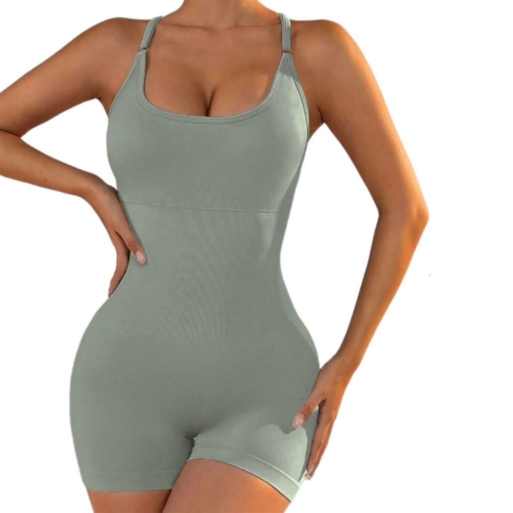 Женские йога-шорты с высокой талией, Светло - серый - M