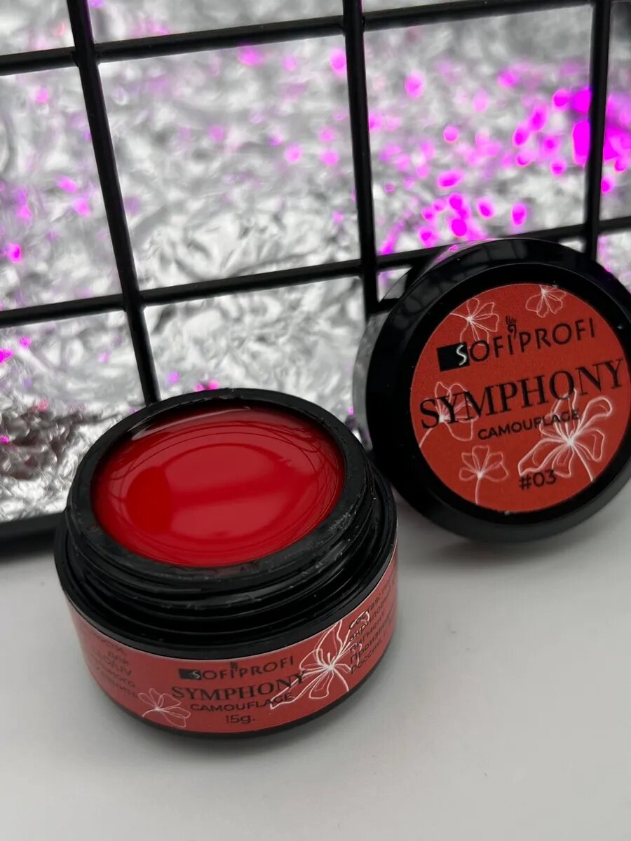 Гель камуфлирующий цветной для наращивания ногтей Тон 03 Simphony Sofiprofi Camouflage Gel Simphony, 15 мл