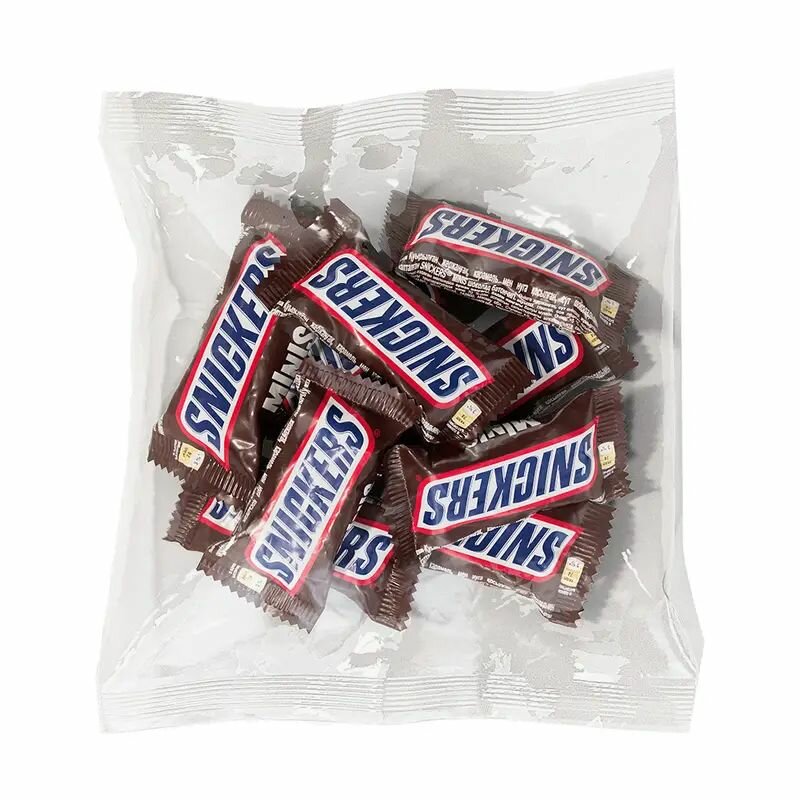 Шоколадные конфеты "Minis", Snickers, 10 уп. по 135 г. , мягкая нуга, карамель, молочный шоколад и арахис.