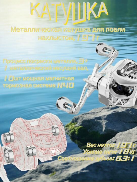 Универсальная рыболовная катушка плавный ход прочная конструкция для пресной воды