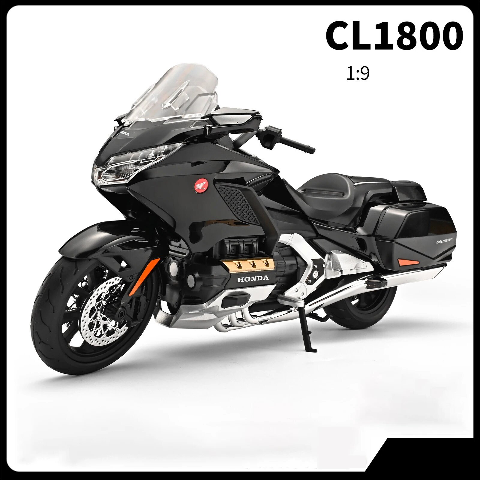 Модель мотоцикла Honda Gold Wing GL1800 1:9 Черный, No Trunk B foam box