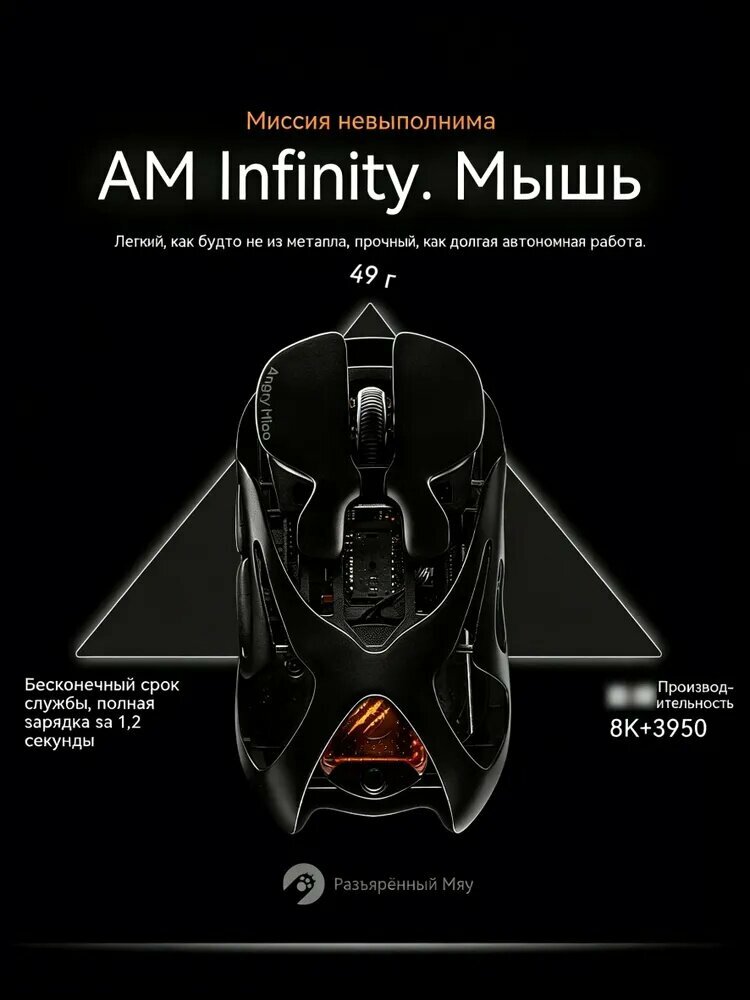 Angry Miao Игровая мышь беспроводная, черный