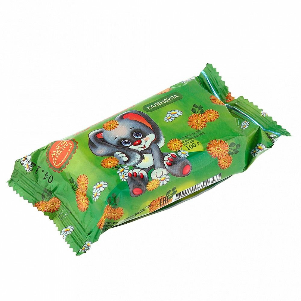 Мыло туалетное твердое "Детское" 100гр, календула, ГОСТ 28546-2002 (Россия)
