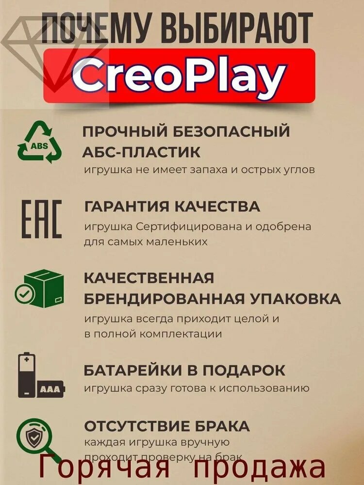 Интерактивная игрушка, музыкальная игрушка для малышей со светом и движением, развивает слух и моторику — фото 1