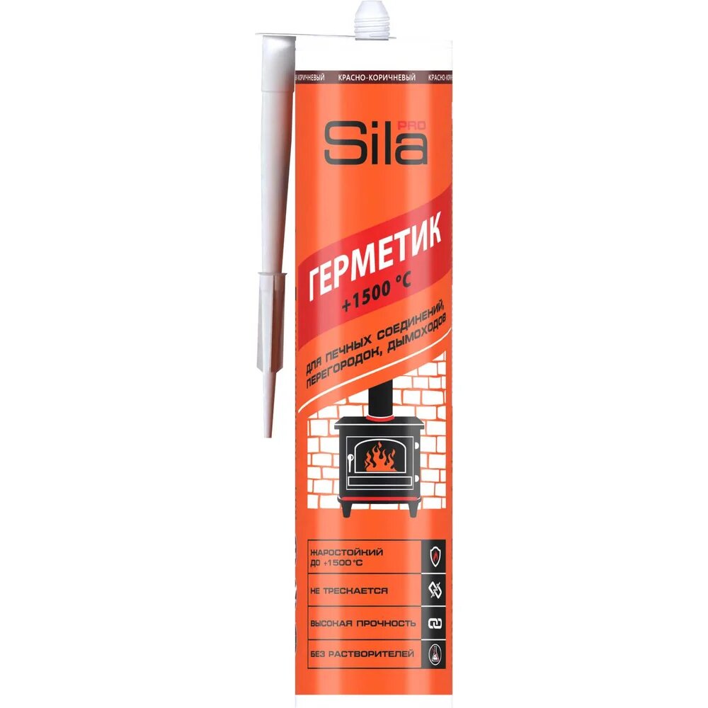 Силикатный герметик Sila Pro для печей +1500C красно-коричневый, 280мл SPRB_1500_280