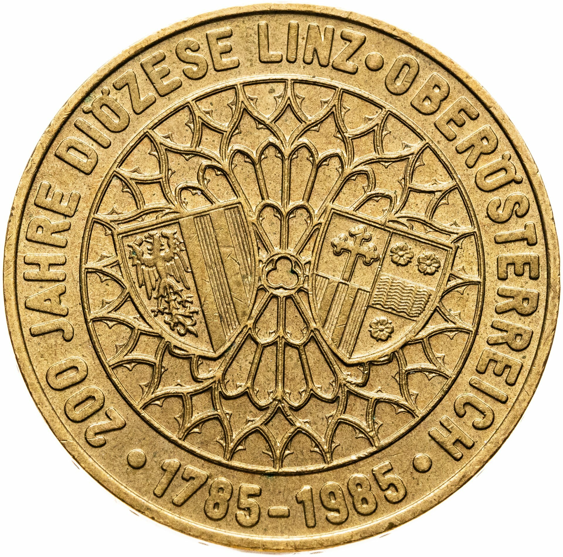 Австрия 20 шиллингов 1985 200 лет Епархии в Линце, Бронза, в сохранности AU