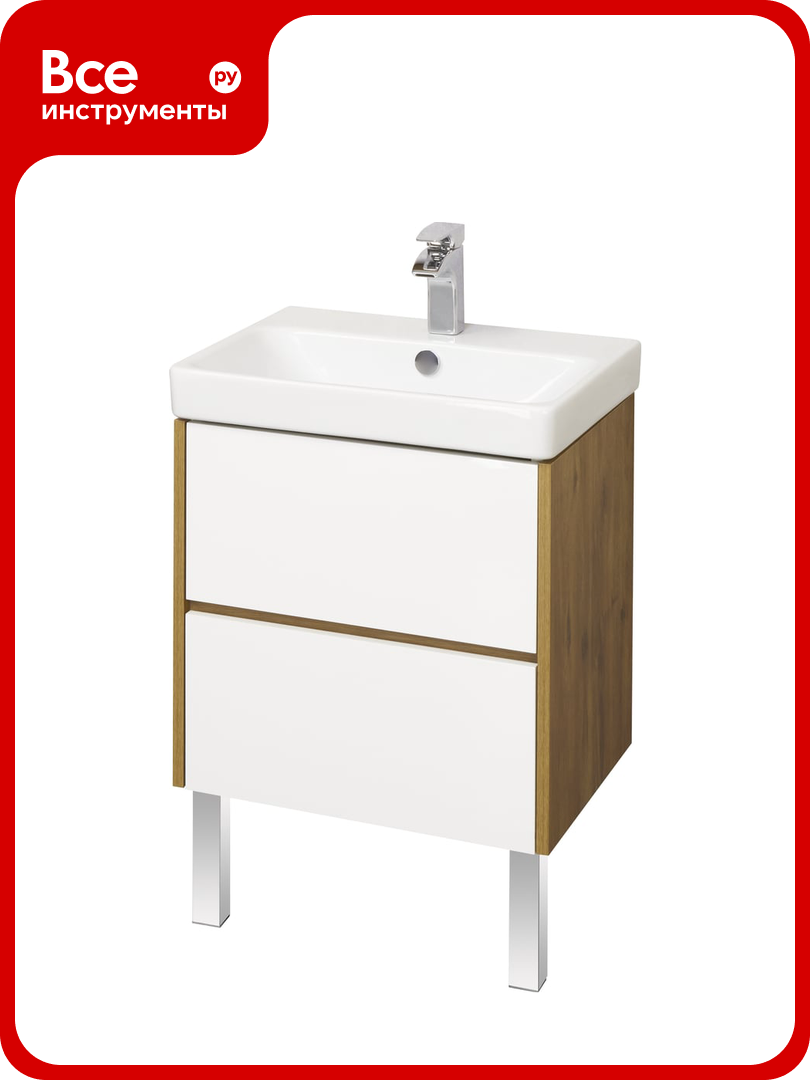 Тумба под раковину AQUATON Сканди 55 белая, дуб рустикальный 1A251701SDZ90