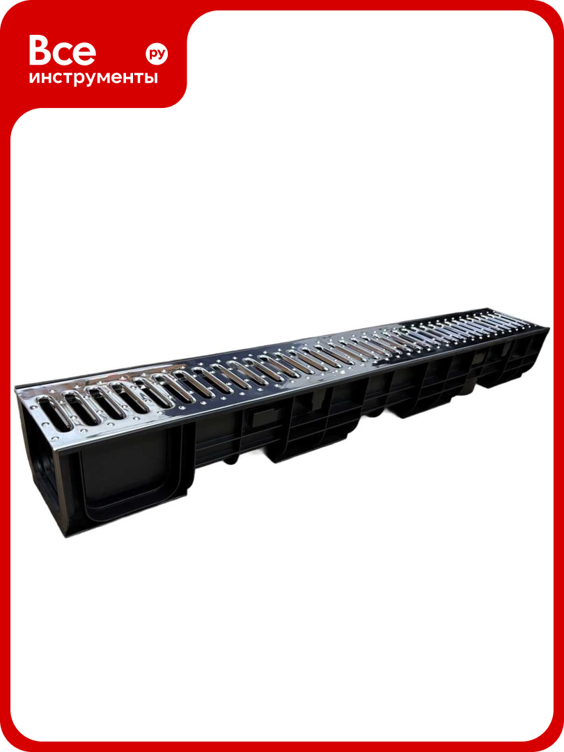 Пластиковый лоток Gidrolica dn100 h120 мм с нержавеющей решеткой класс a15 801503