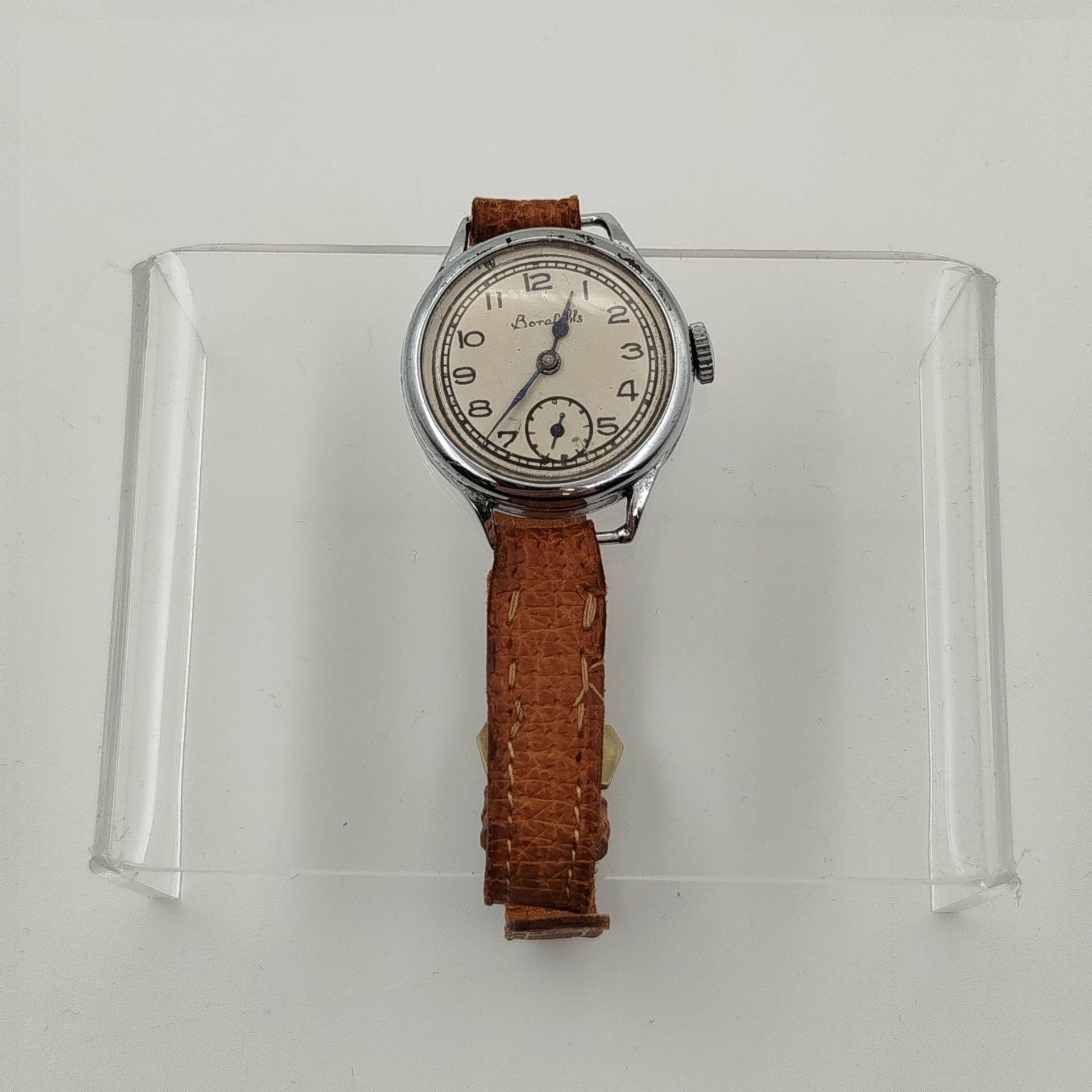 Часы наручные (женские) с кожаным ремешком, Borel Fils, металл, кожа, Швейцария, 1930-1950 гг.