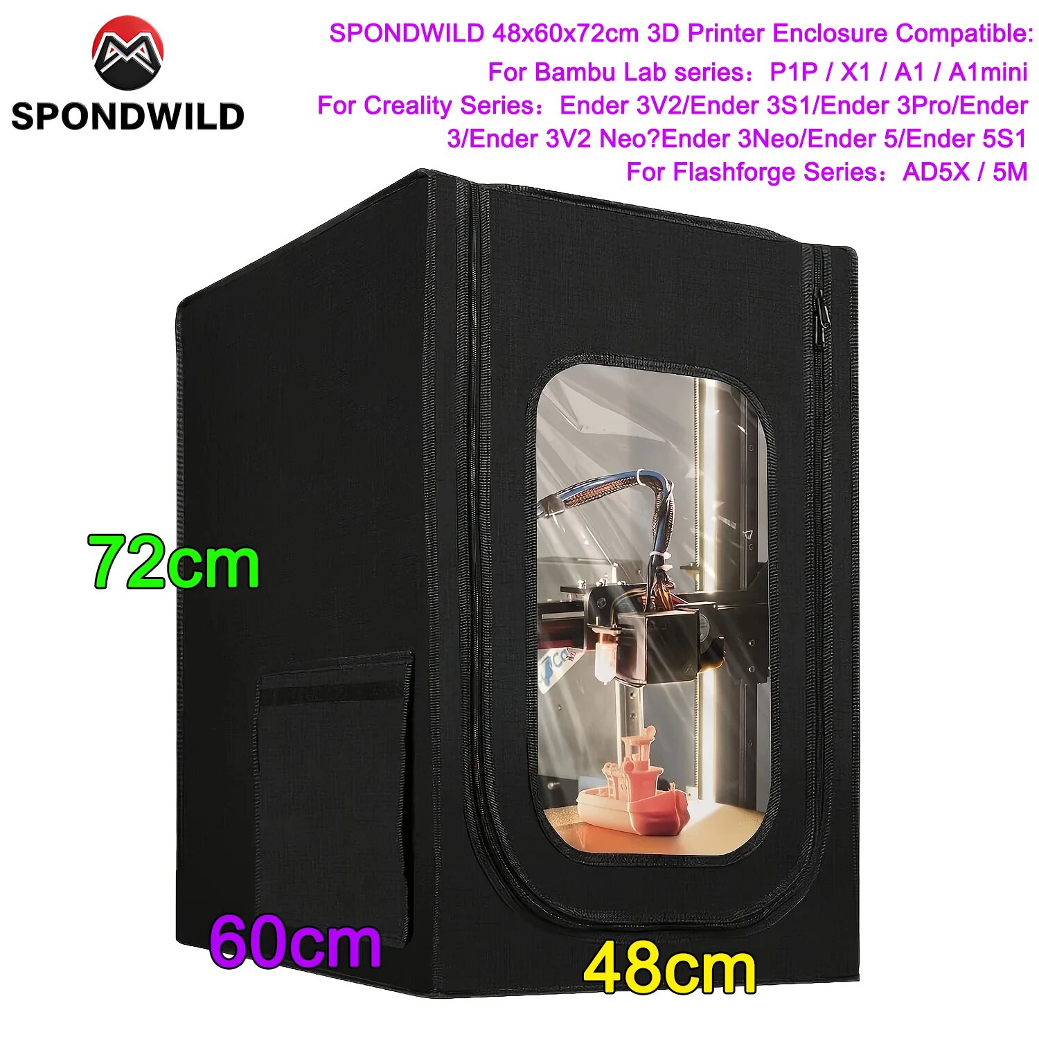 3D-принтер бокс SPONDWILD 18.9x23.6x28.3in для Creality — фото 1