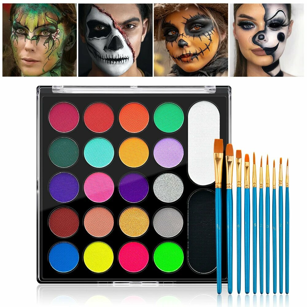 22 Цвета Флуоресцентной Неоновой Краски Для Тела На Водной Основе, Светящаяся Под УФ-излучением, Для Костюмов