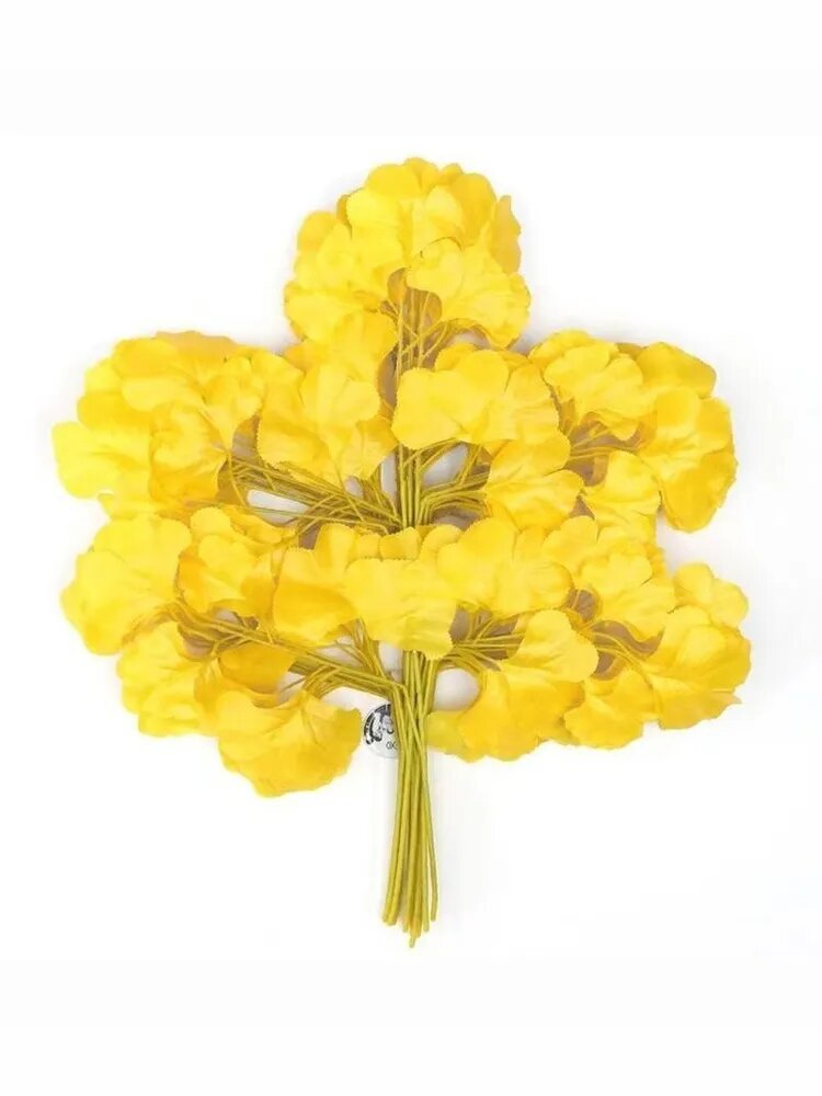 Искусственные цветы, 12шт. Желтые листья Гинкго Билоба для декора дома, свадеб, вечеринок