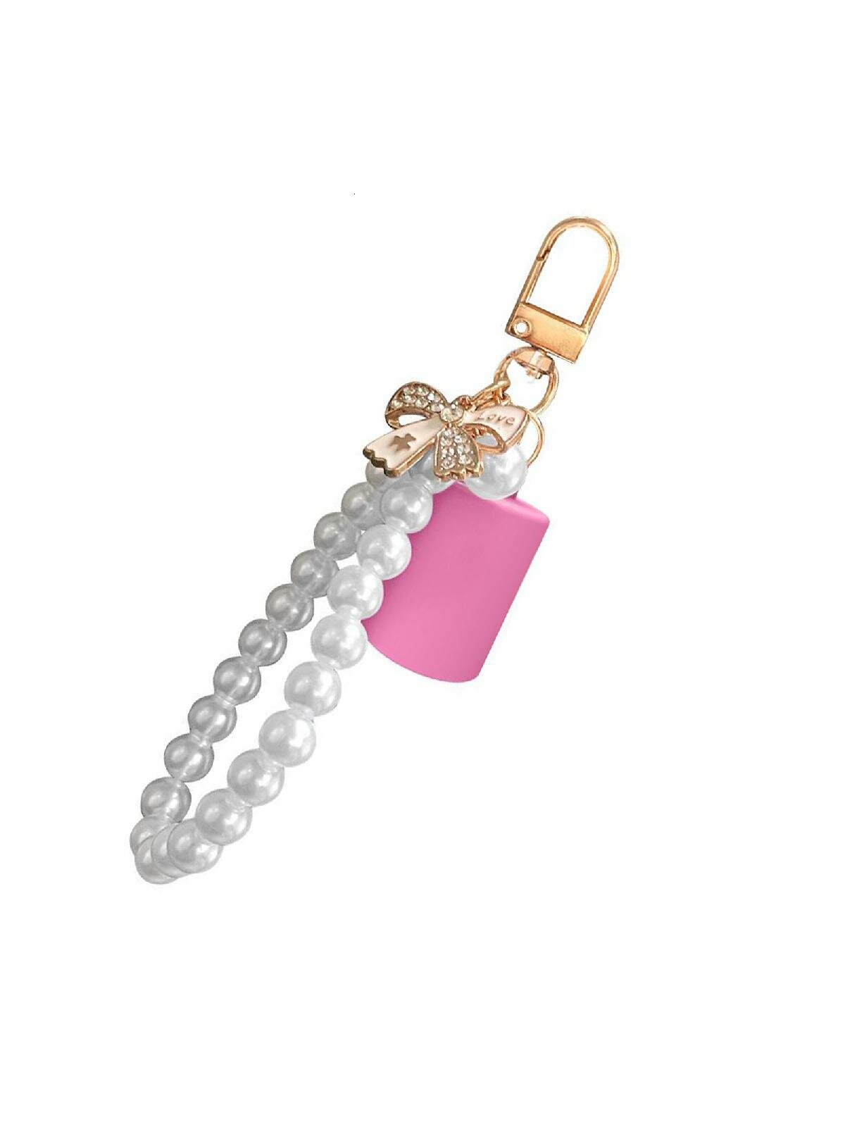 1 шт портативная клипса-брелок для ключей с бальзамом для губ-розовый