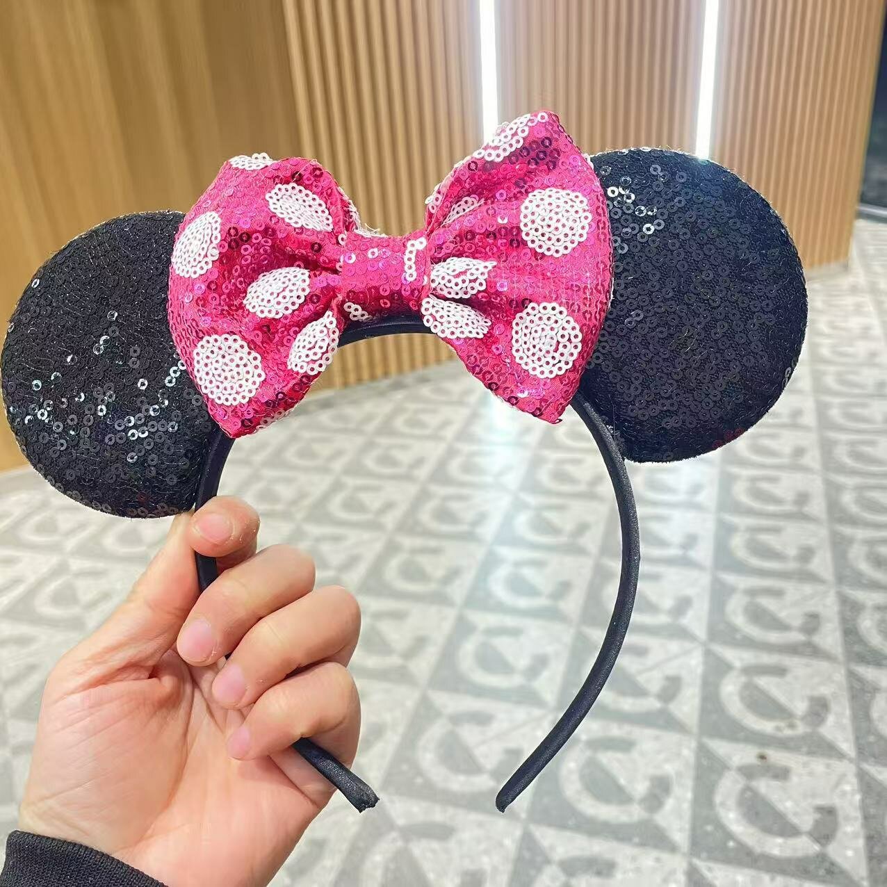 День святого Валентина, повязка на голову с Микки, детская повязка с ушками кролика, бантик, аксессуары для волос, заколка для волос с Микки Маусом