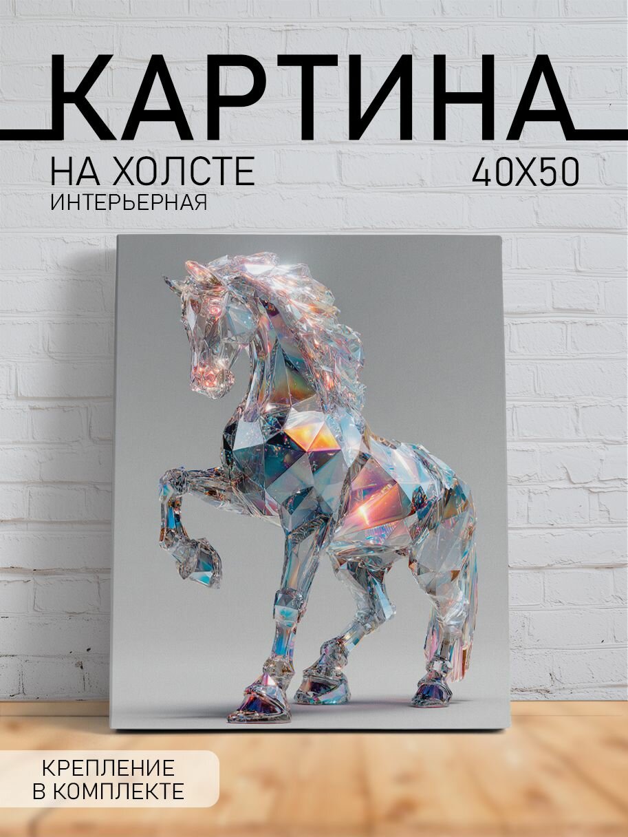 Картина на стену для интерьера на холсте с подрамником "Хрустальная лошадь", 40х50 см