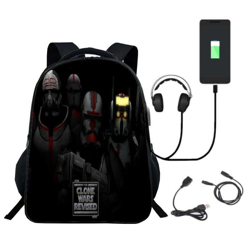 2026 Новый продукт Печатный школьный рюкзак Star Wars, мультфильм, периферия Star Wars, рюкзак с USB-кабелем