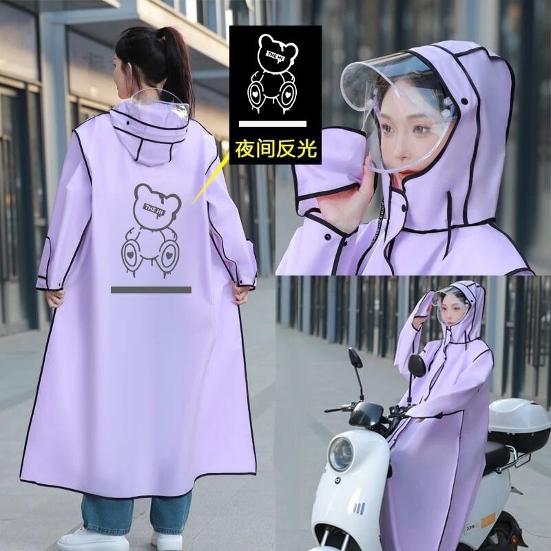 Взрослый дождевик для электрического скутера, женский длинный дождевик на все тело, для сильного дождя, одноразовый, для взрослых, непромокаемый пончо