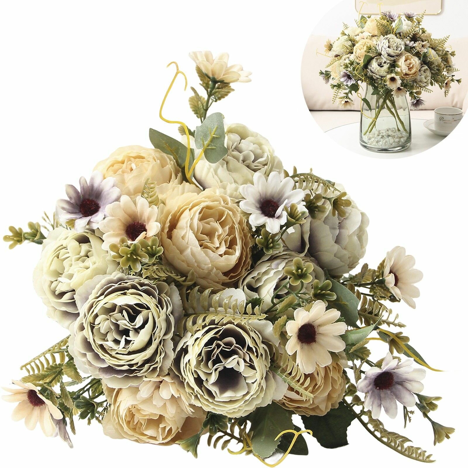 Имитационная букет пионов 30см многоцветный для декора интерьера и осенних праздников