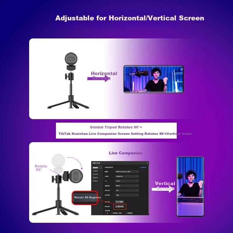 EMEET S600 набор для настольного крепления, камера для прямой трансляции в реальном времени 4K Ultra HD