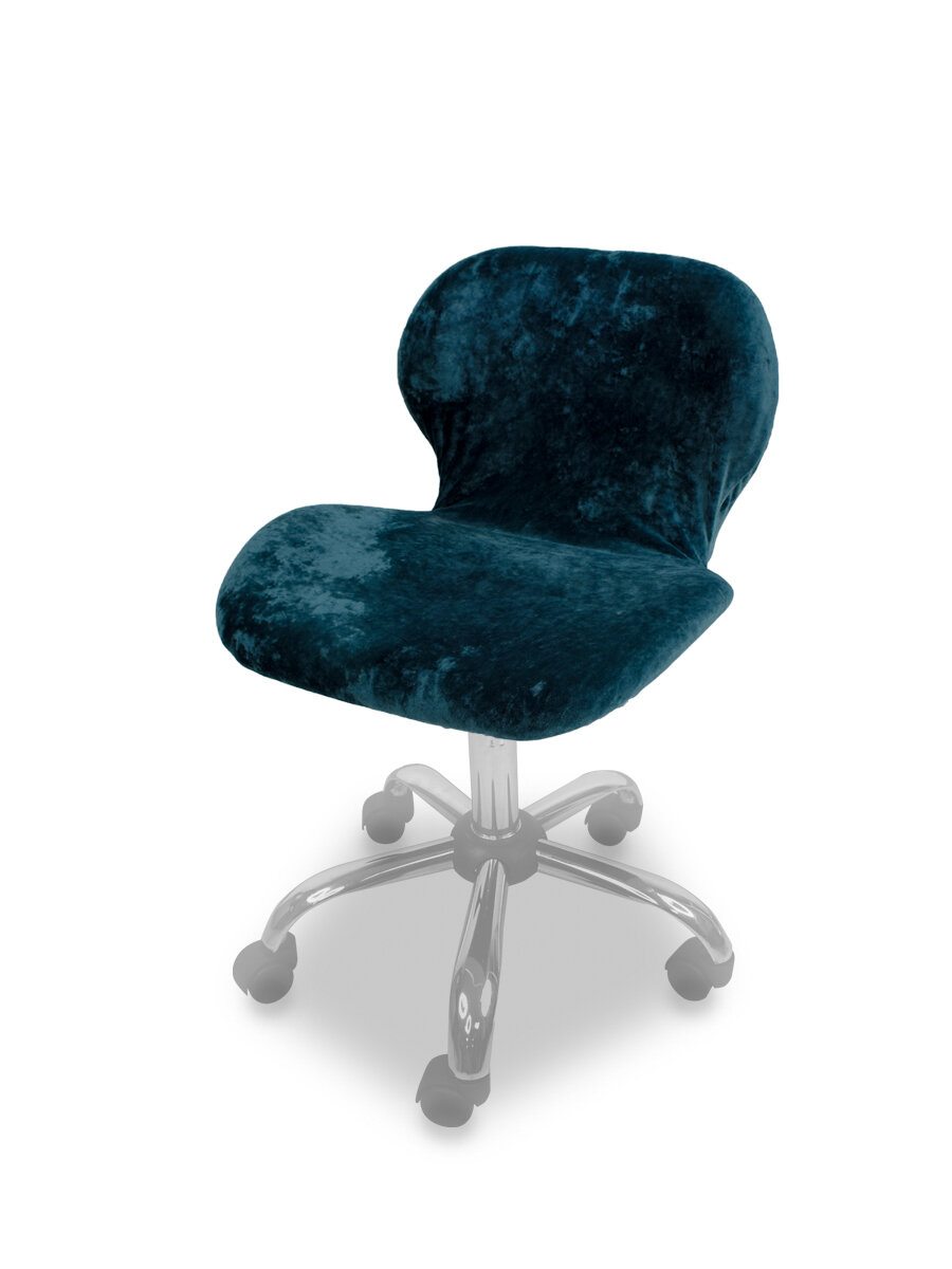 Чехол на стул "Ракушка", чехол защитный велюровый на резинке, темно-бирюзовый