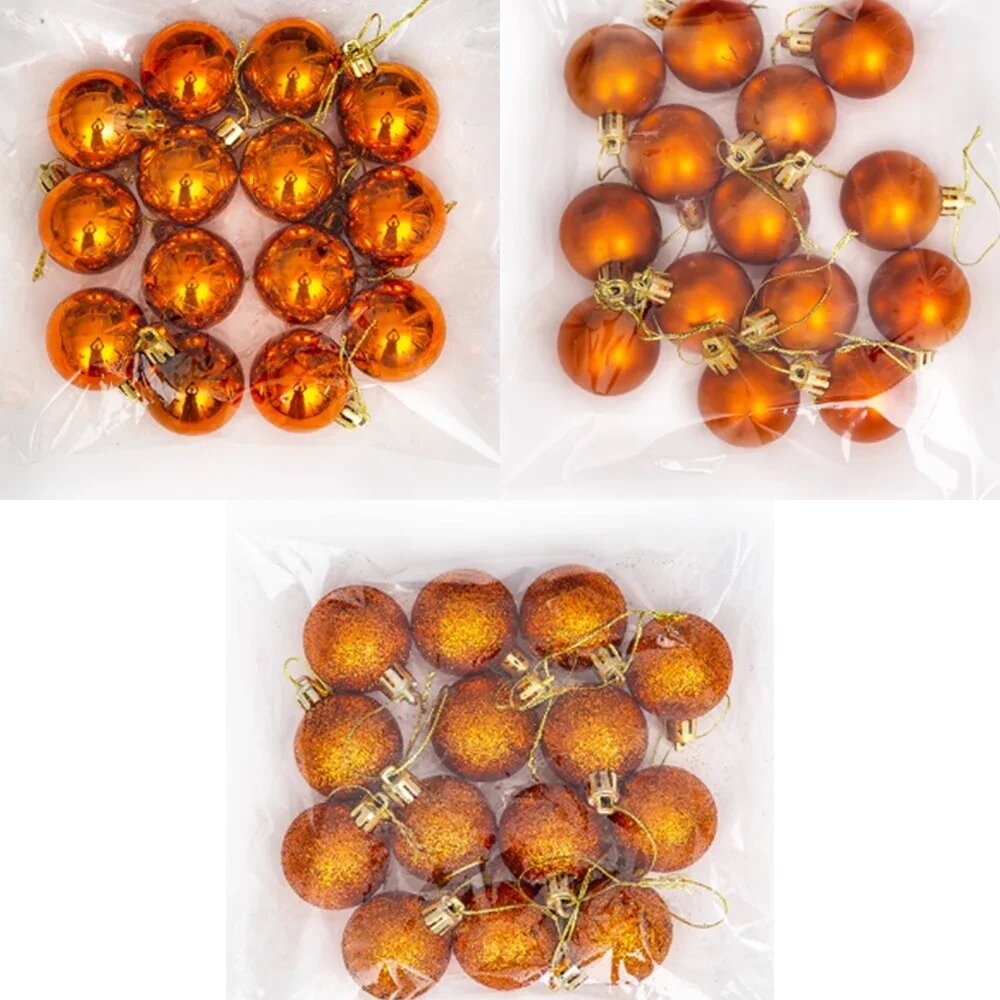 Декоративные подвесные шары из пластика 3 см, набор из 14 штук Sparkling Powder, Bronze