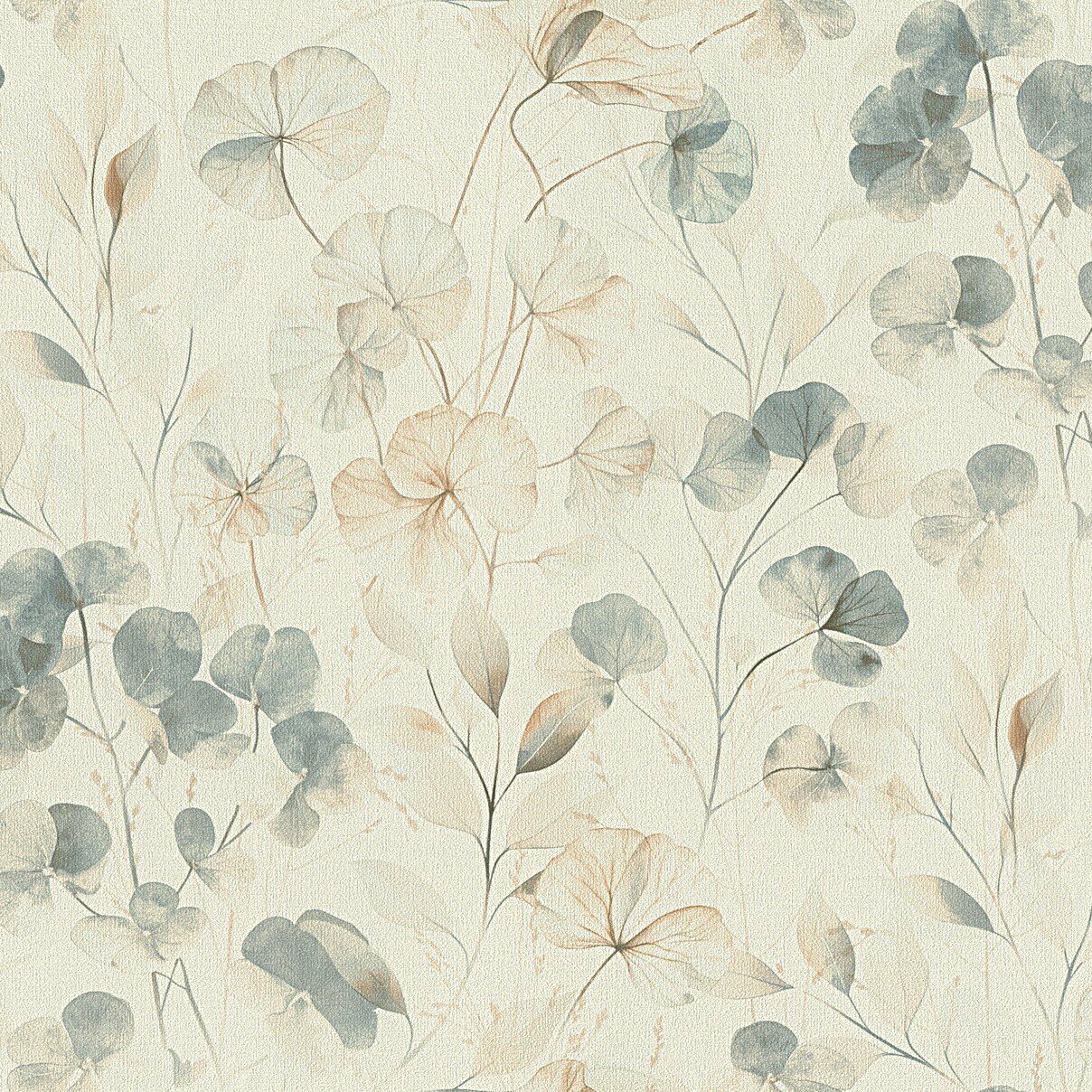 Обои флизелиновые Раш (Rasch) . Метровые матовые, с рисунком веточка, голубо-бежевый