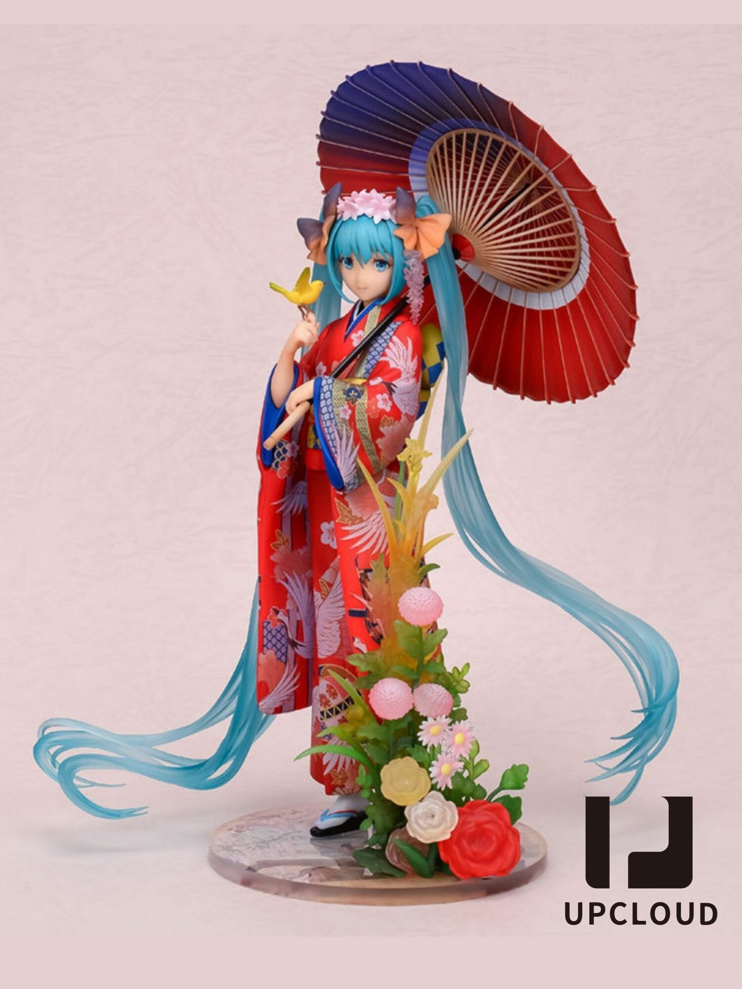 Фигурка мику хатсуне; Фестиваль середины осени, глубоководная цветочная одежда с зонтиком для красивой девушки; UPCLOUD 23см