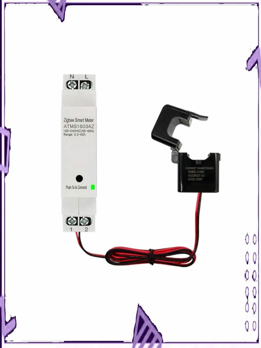 (B J ) Умный Счетчик Энергии С Зажимным Трансформатором Тока Tuya Smart ZigBee На DIN-Рейку (63A)