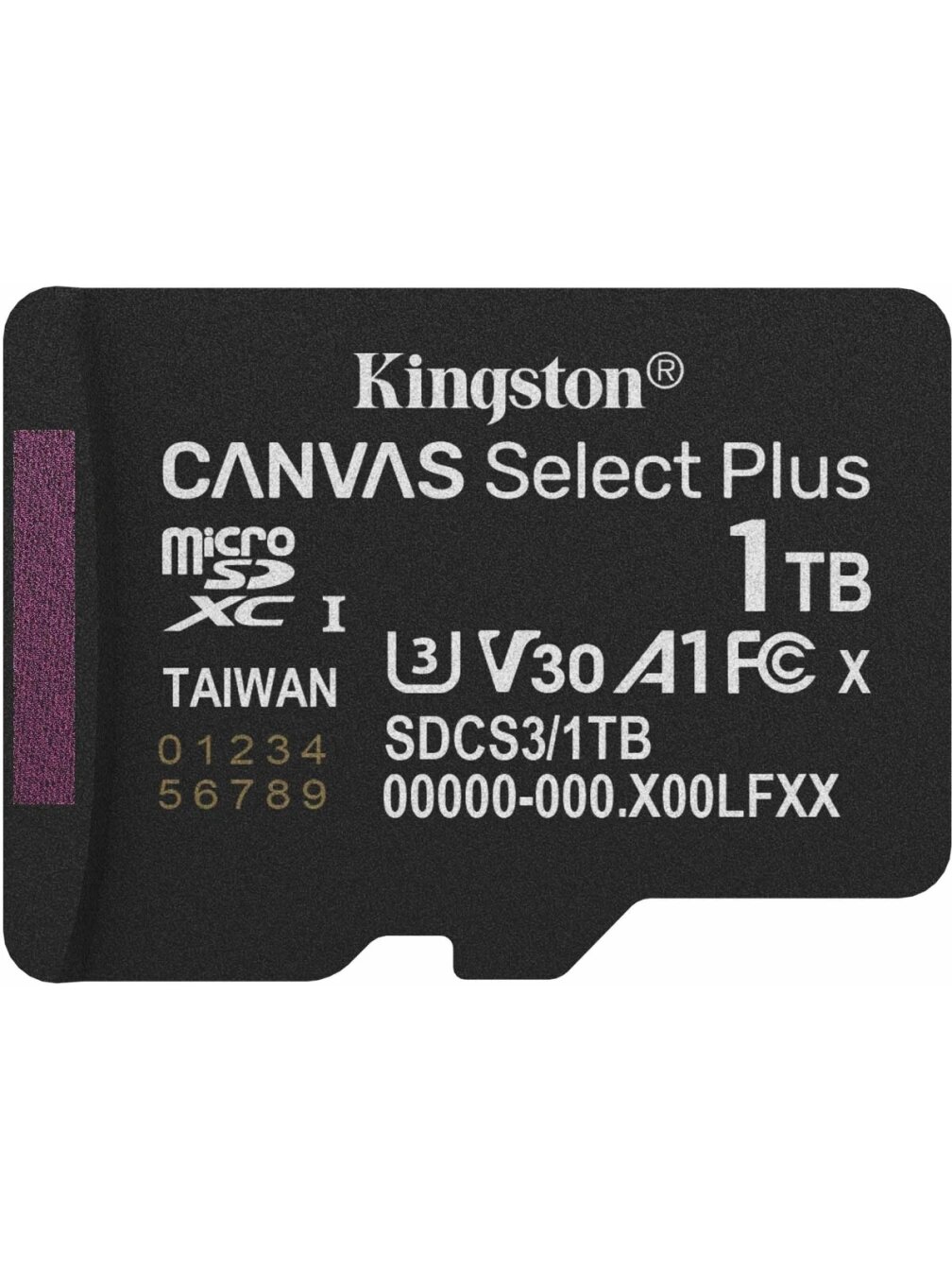 Карта памяти microSDXC UHS-I U3 Kingston Canvas Select Plus 1024 ГБ, 150 МБ/с, Class 10, SDCS3/1TBSP, 1 шт, без адаптера