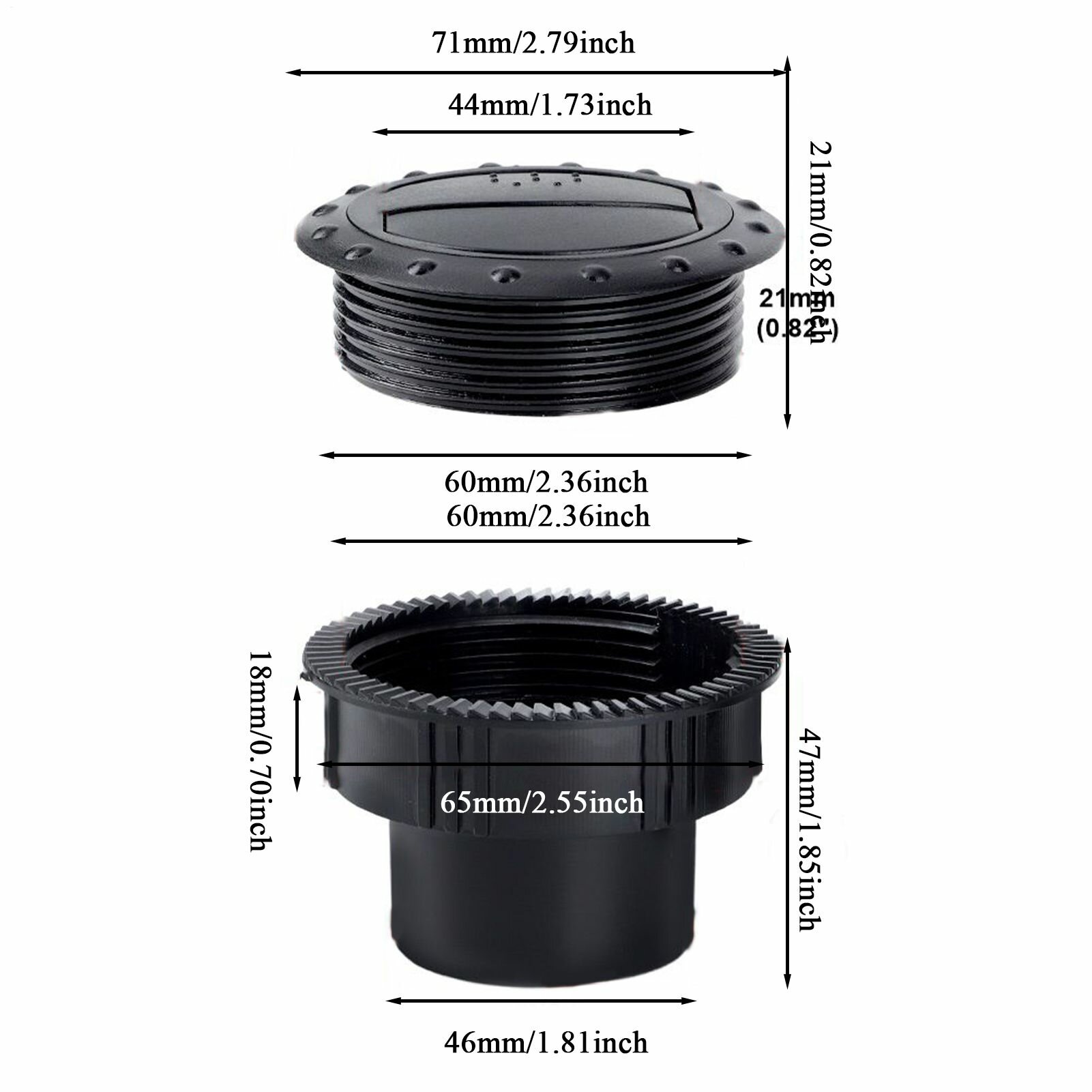 Дефлектор поворотный 46 мм, воздухозаборник для отопителя