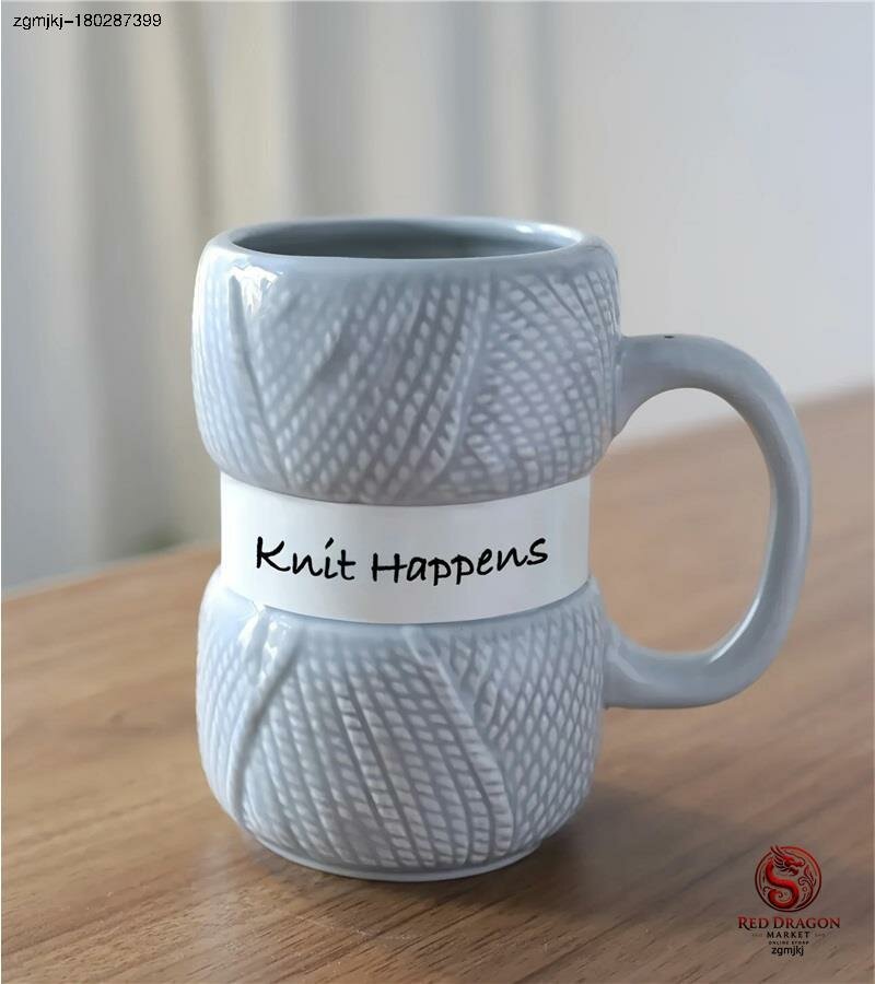 Керамическая кружка в форме гантели со свитерным узором 425мл / Чашки для напитков для пары / кофейная чашка
