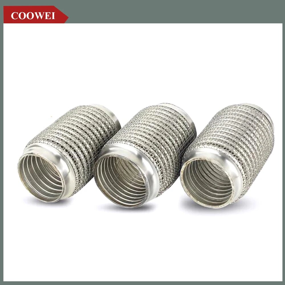 Выхлопная труба 45 мм 51 мм 55 мм 60 мм 63 мм 70 мм 76 мм 89 мм, телескопическая гибкая труба для соединения, стальная сетка с сильфоном, глушитель из нержавеющей стали 89mmx120mm