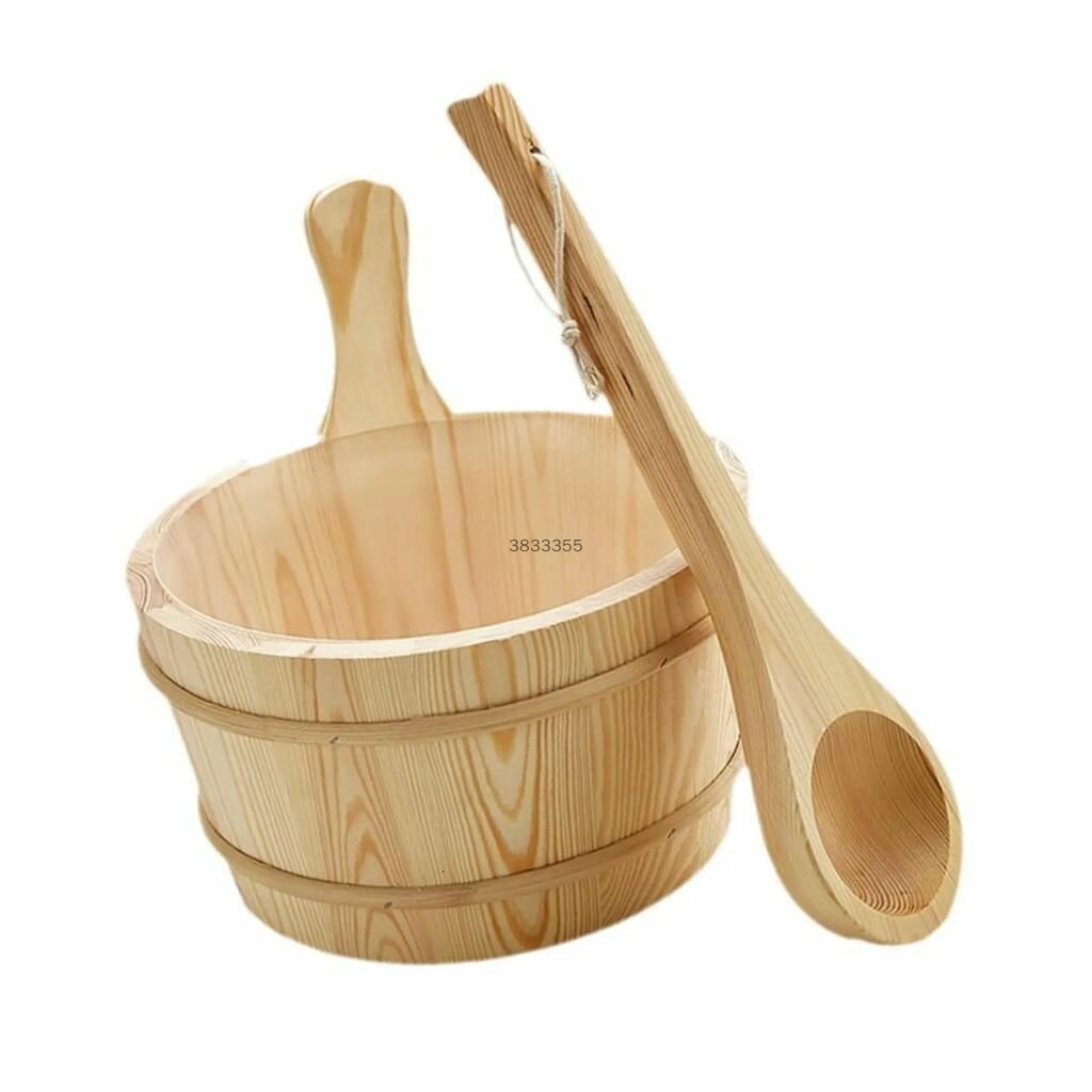4-литровое деревянное ведро для сауны с ковшом, портативный инструмент для парилки