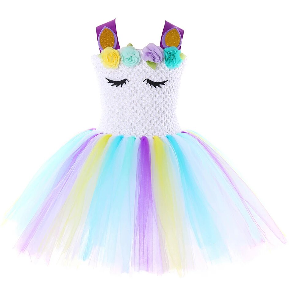 Платье принцессы с единорогом для девочек, блестящая детская мультяшная одежда со светодиодными светящимися крыльями, повязка на голову, костюм для сцены, Хэллоуина