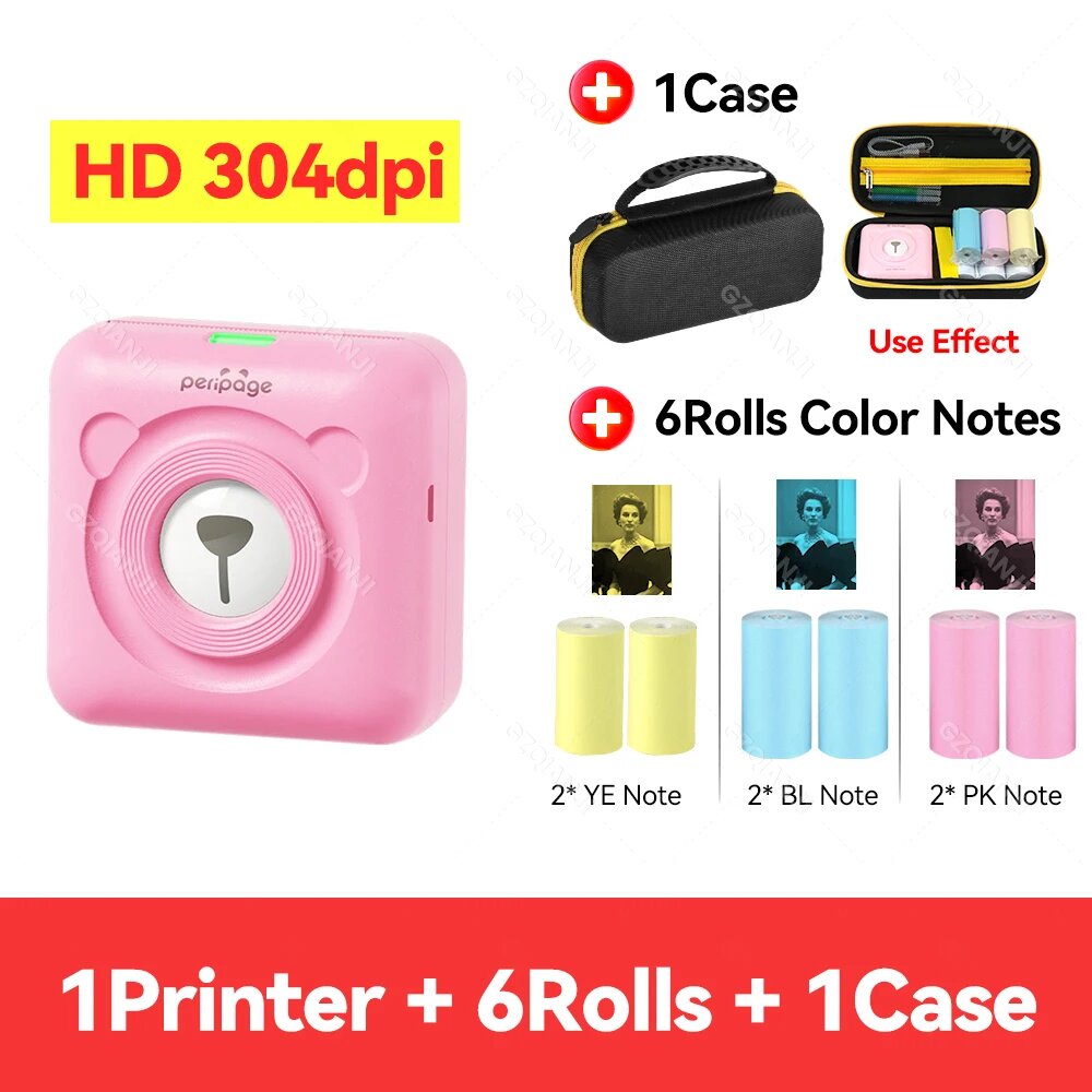 Мини-принтер Peripage A6 желто-фиолетовый Розовый, PK 1Case 6Roll CO