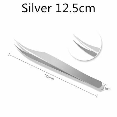 Пинцет для наращивания ресниц Silver 12.5 см
