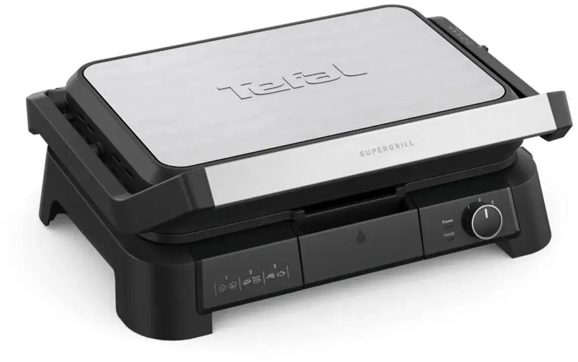 Электрогриль Tefal "SuperGrill" GC520DE0 3-в-1, мощность 2200Вт, антипригарная поверхность, черный
