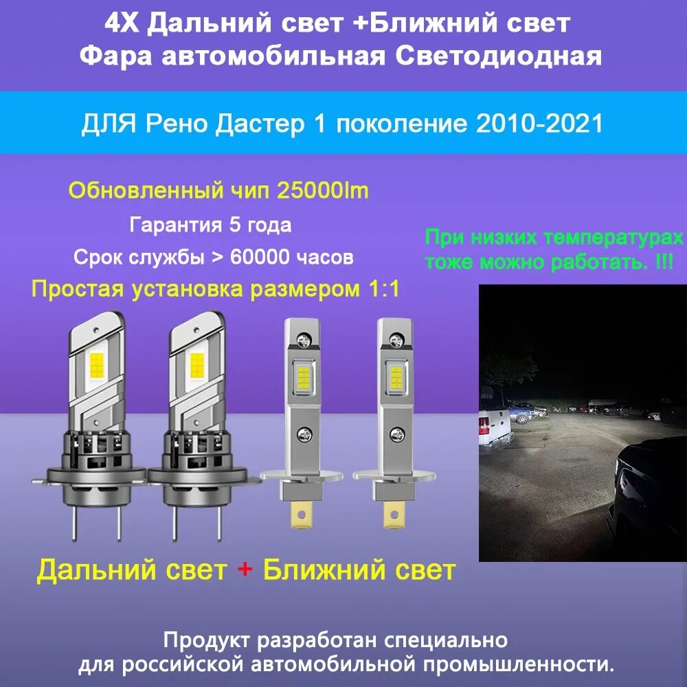 Фары автомобильные, 4 шт, арт. для Рено Дастер 1 поколение 2010-2021