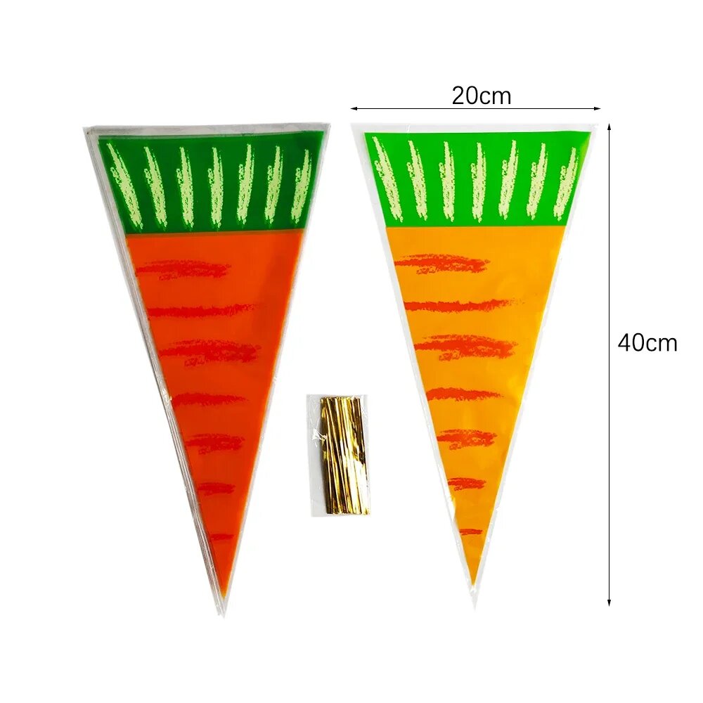 20/50 шт. пакеты-конусы для пасхальных подарков в форме моркови, для конфет и печенья, пластиковые пакеты для детских подарко.