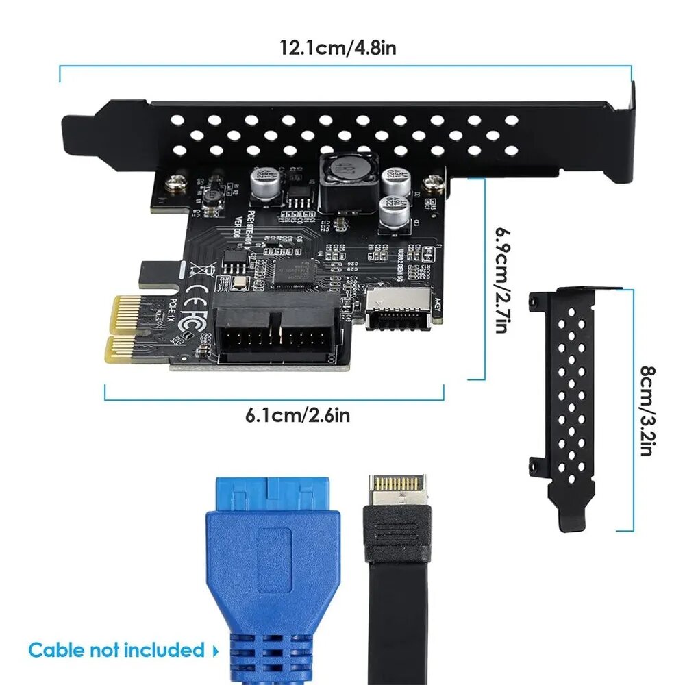 PCI-E USB 3.2 Type-E адаптер — фото 1